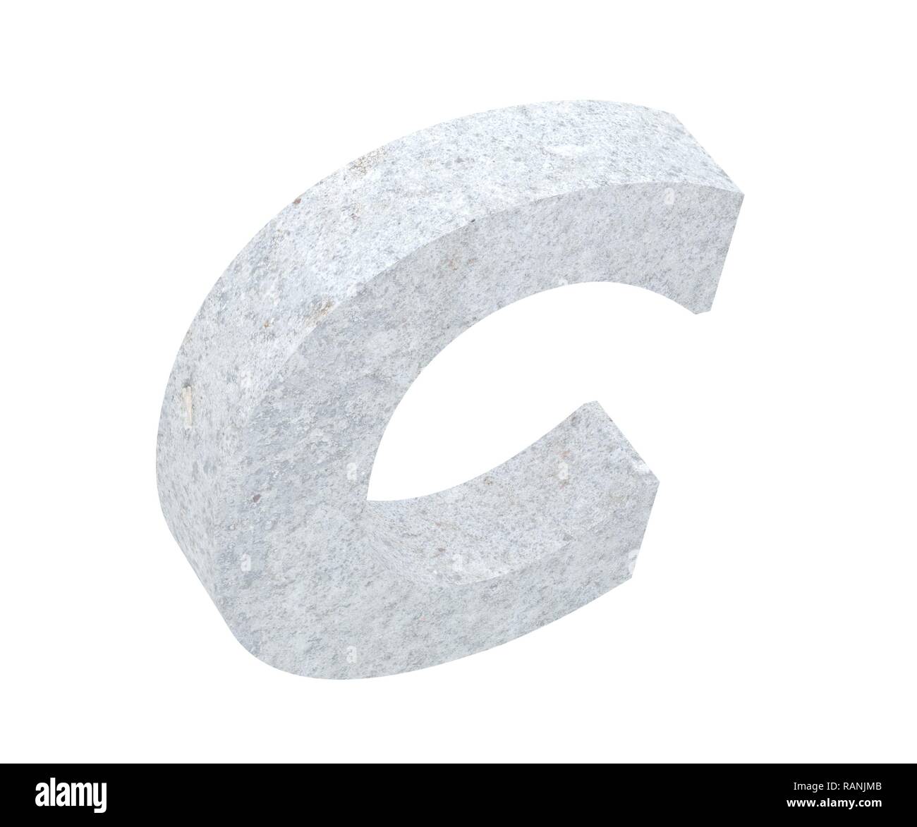 Concrete Capital Letter - C isolated on white background. 3D render ...