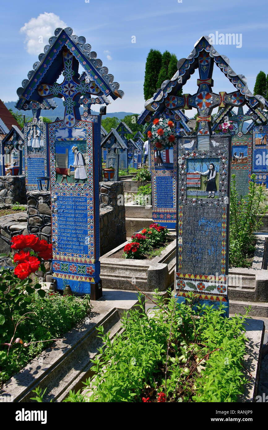 The Merry Cemetery (Cimitirul Vesel), in Sapanta, Maramures, Romania. A ...