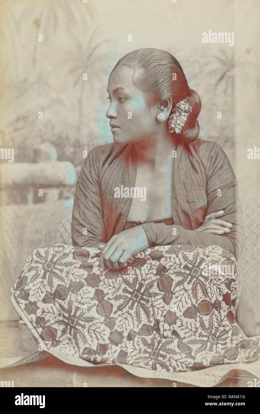 Studio portrait of a seated woman Java, Indonesianese, Indonesia ...