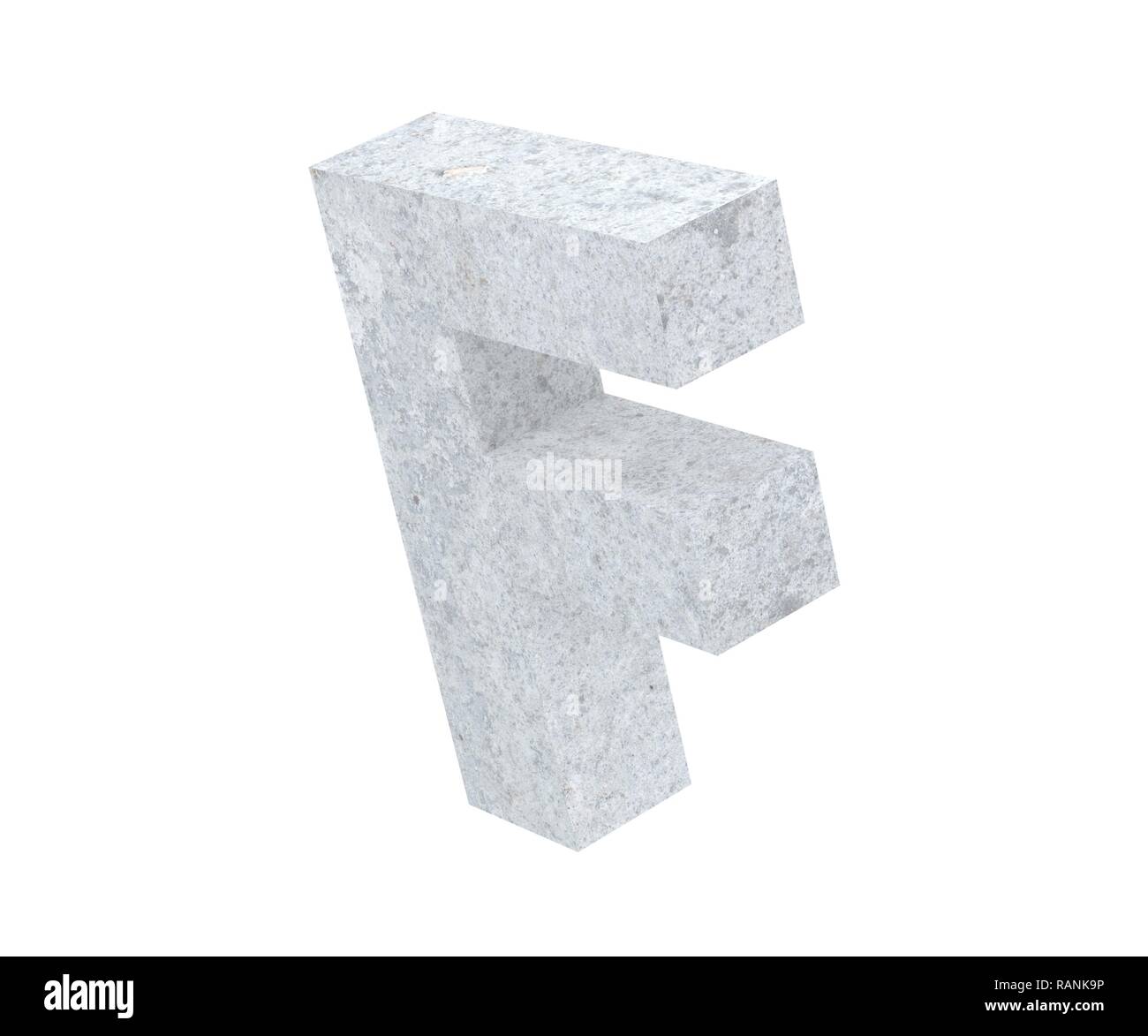 Concrete Capital Letter - F isolated on white background. 3D render ...