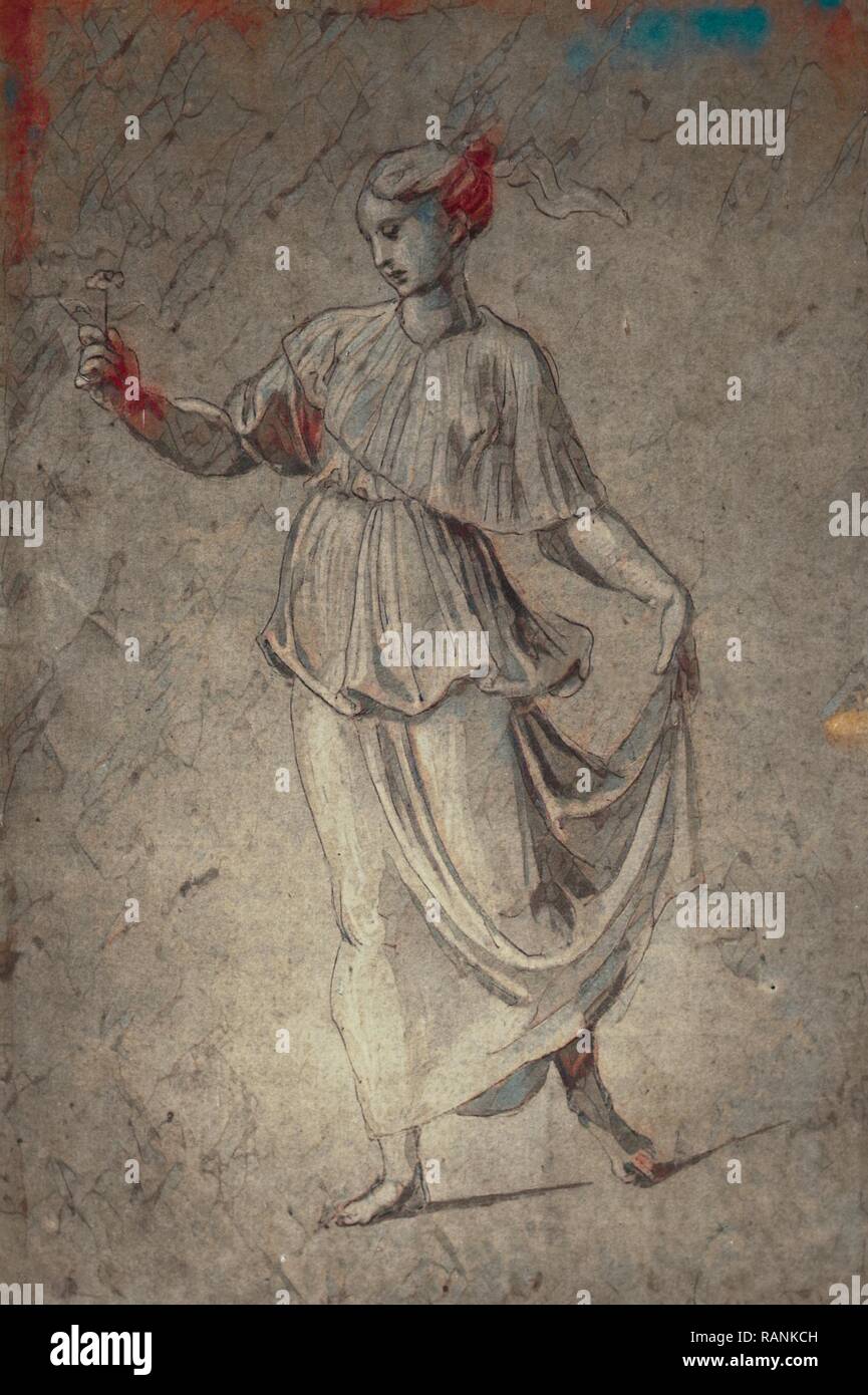 drawing Raphael from Windsor Castle, standing woman with flowers ...