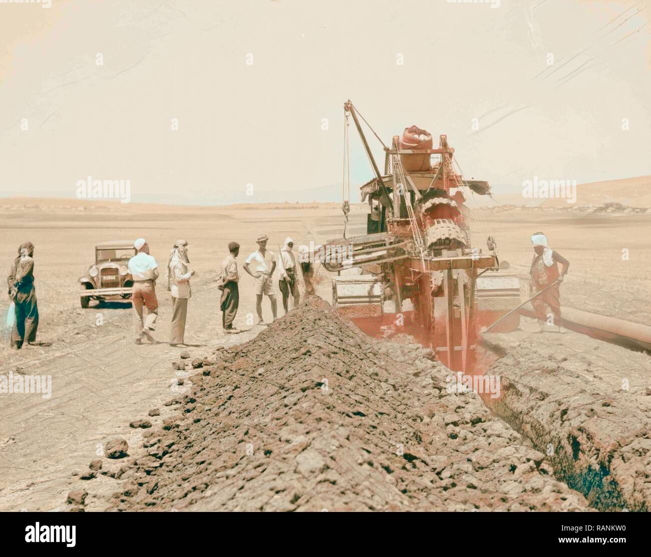 Laying of the Iraq Petroleum Company's pipe line across the Plain of ...