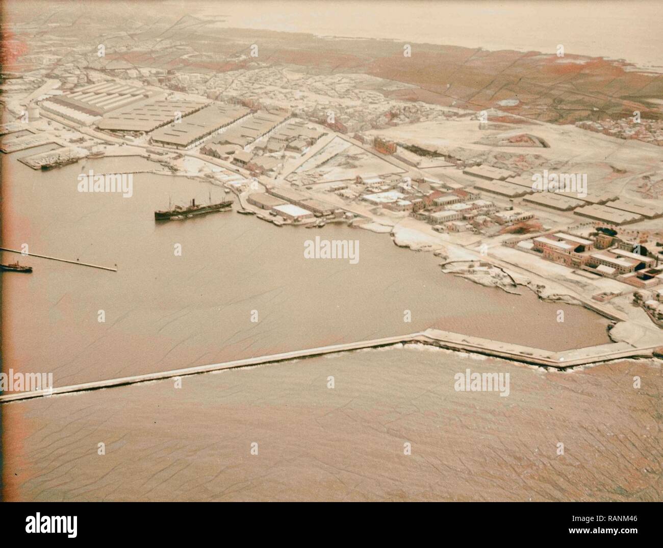 Air views of Palestine. Alexandria harbour. General view. 1932, Egypt ...