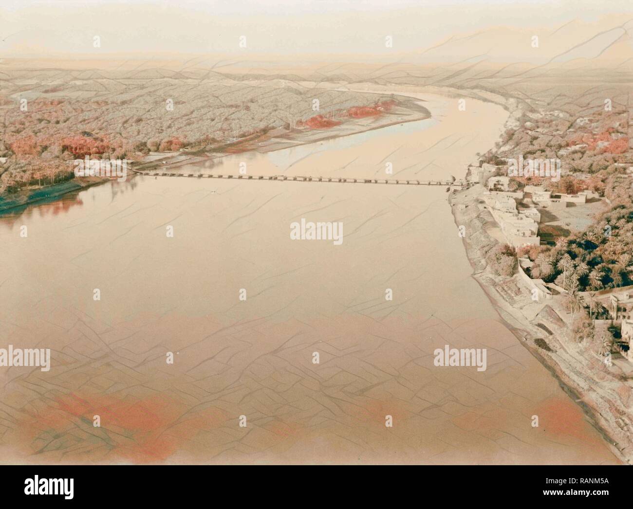 Air route to Baghdad via Amman and the desert. Tigris River. Pontoon ...