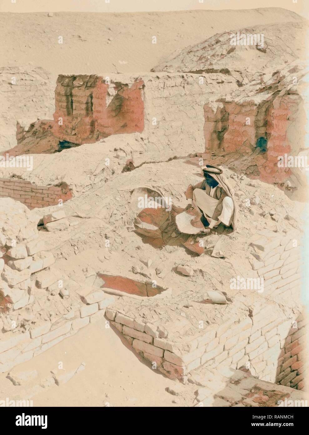 Ur. (So called of the Chaldees). Earthenware urn still in place. Used ...