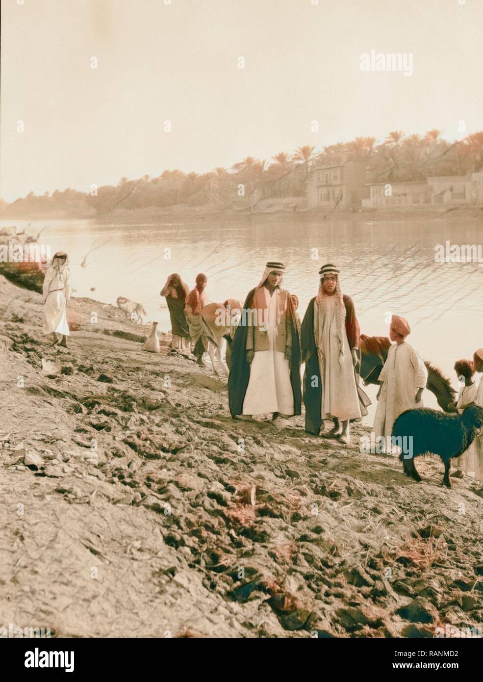 River scenes on the Euphrates taken at Hilla. A river scene showing ...