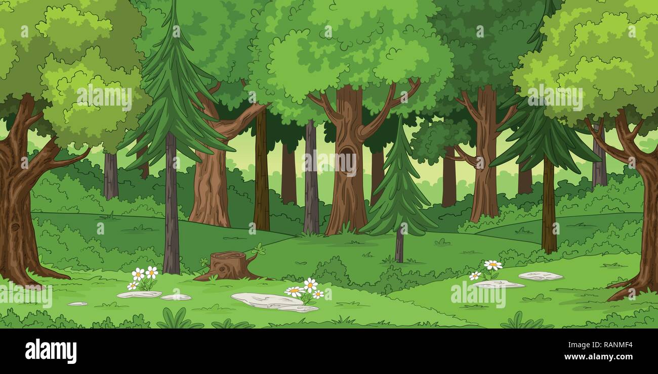 Forest landscape with stones, hand draw illustration Stock Vector Image ...