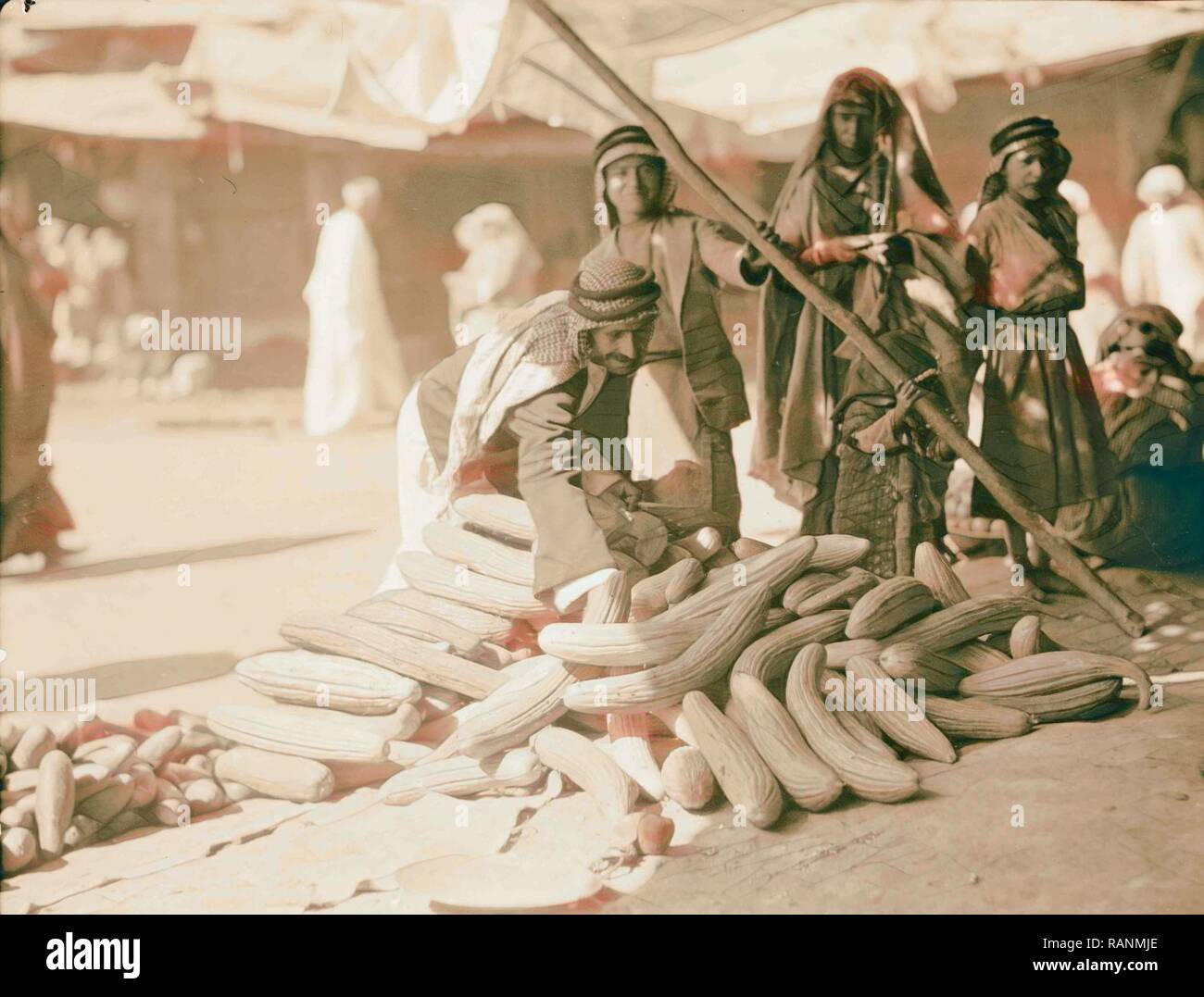 Mosul. Mosul bazaars and river scenes on the Tigris. The vegetable ...