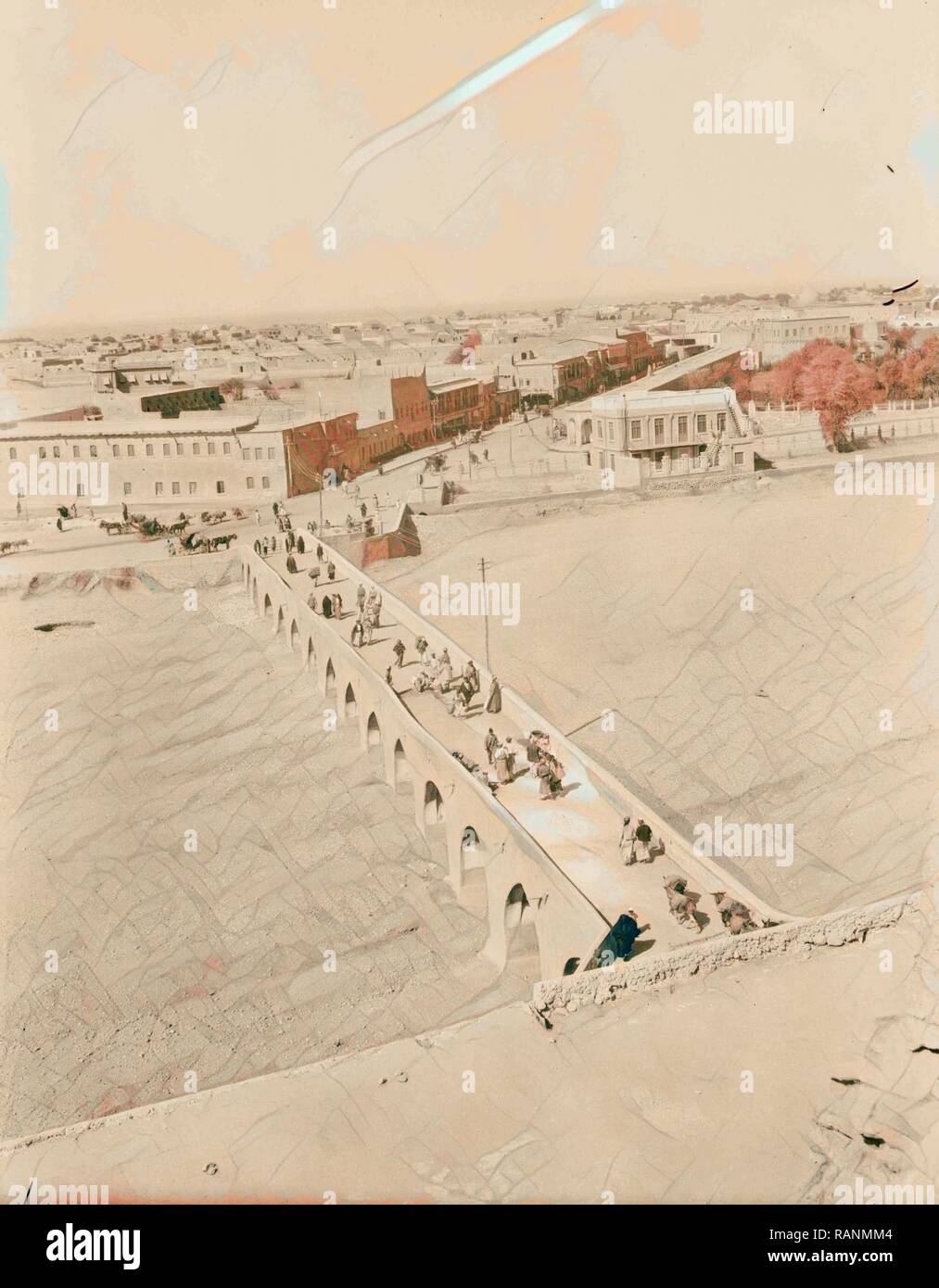 Kirkuk. General view showing ancient bridge over the winter torrent ...