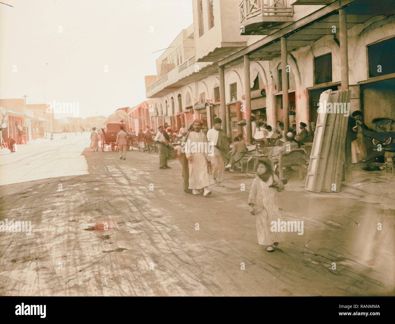 Kirkuk. Main street in the newer town. 1932, Iraq, Karkuk. Reimagined ...