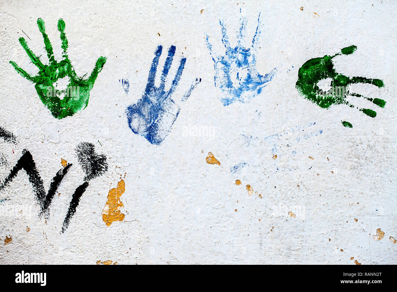 Graffiti Grunge Shape of Hand Symbol on Stone Wall Photo Stock Photo ...
