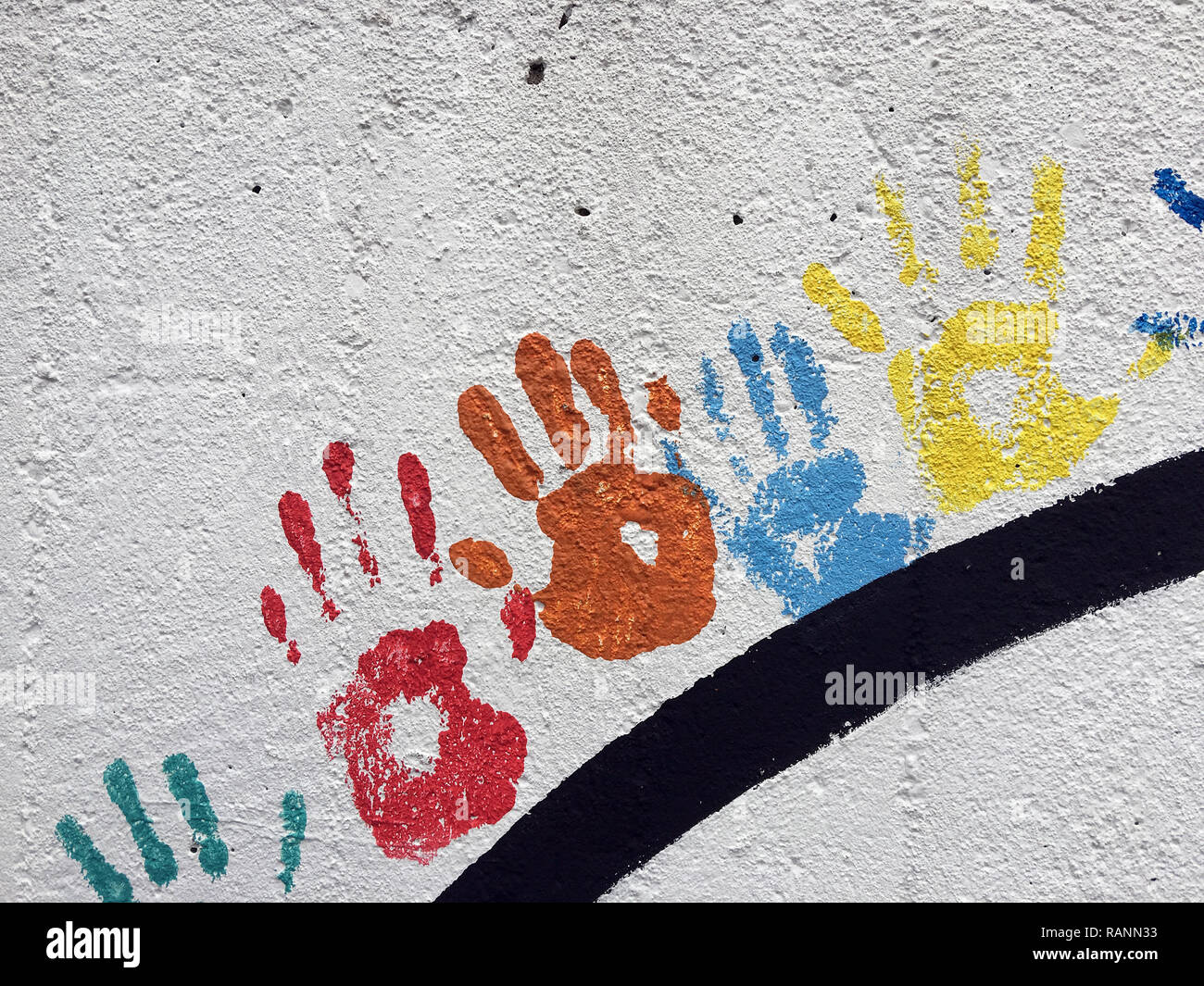 Graffiti Grunge Shape of Hand Symbol on Stone Wall Photo Stock Photo ...