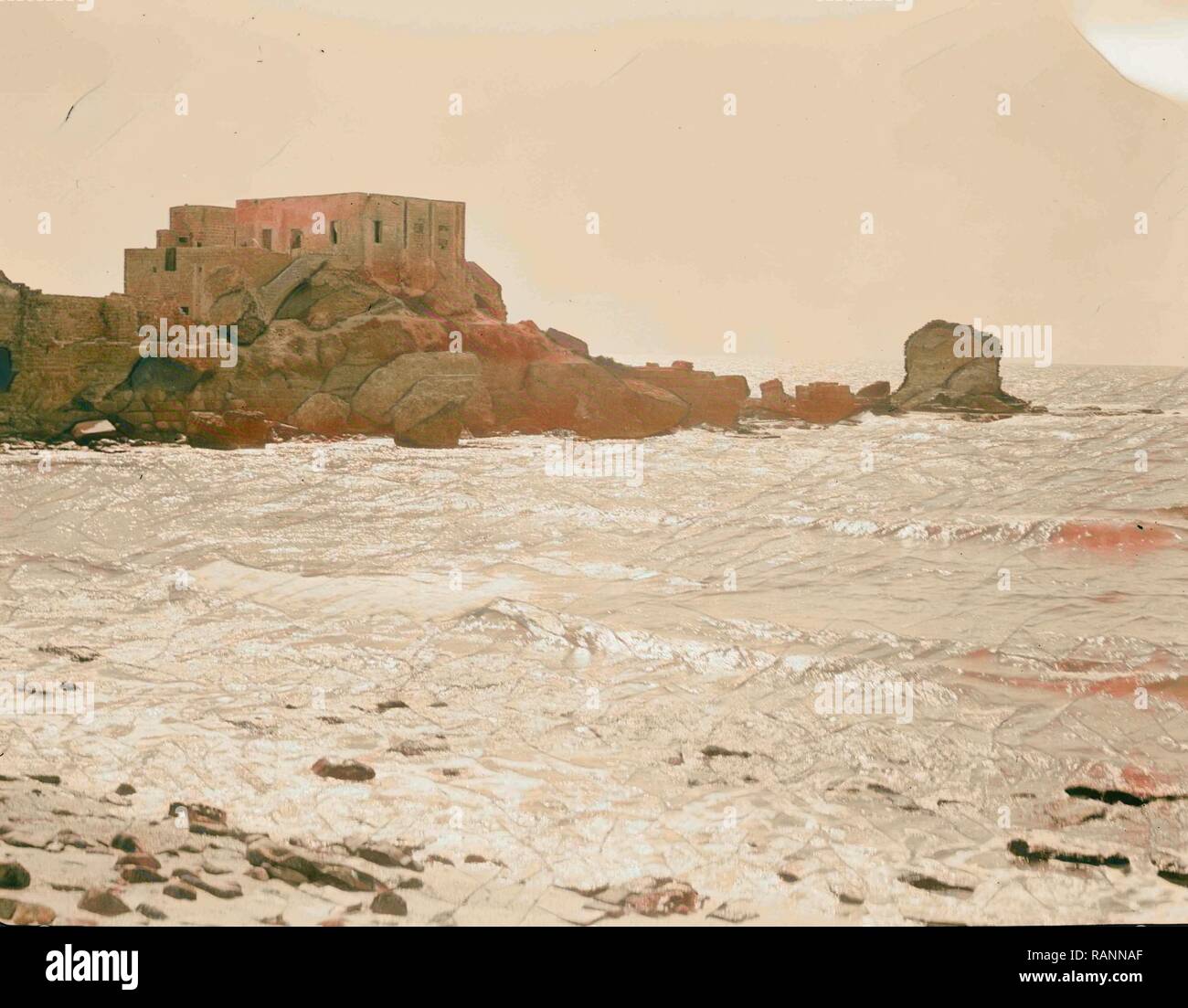 Caesarea. 1934, Israel, Caesarea. Reimagined by Gibon. Classic art with ...