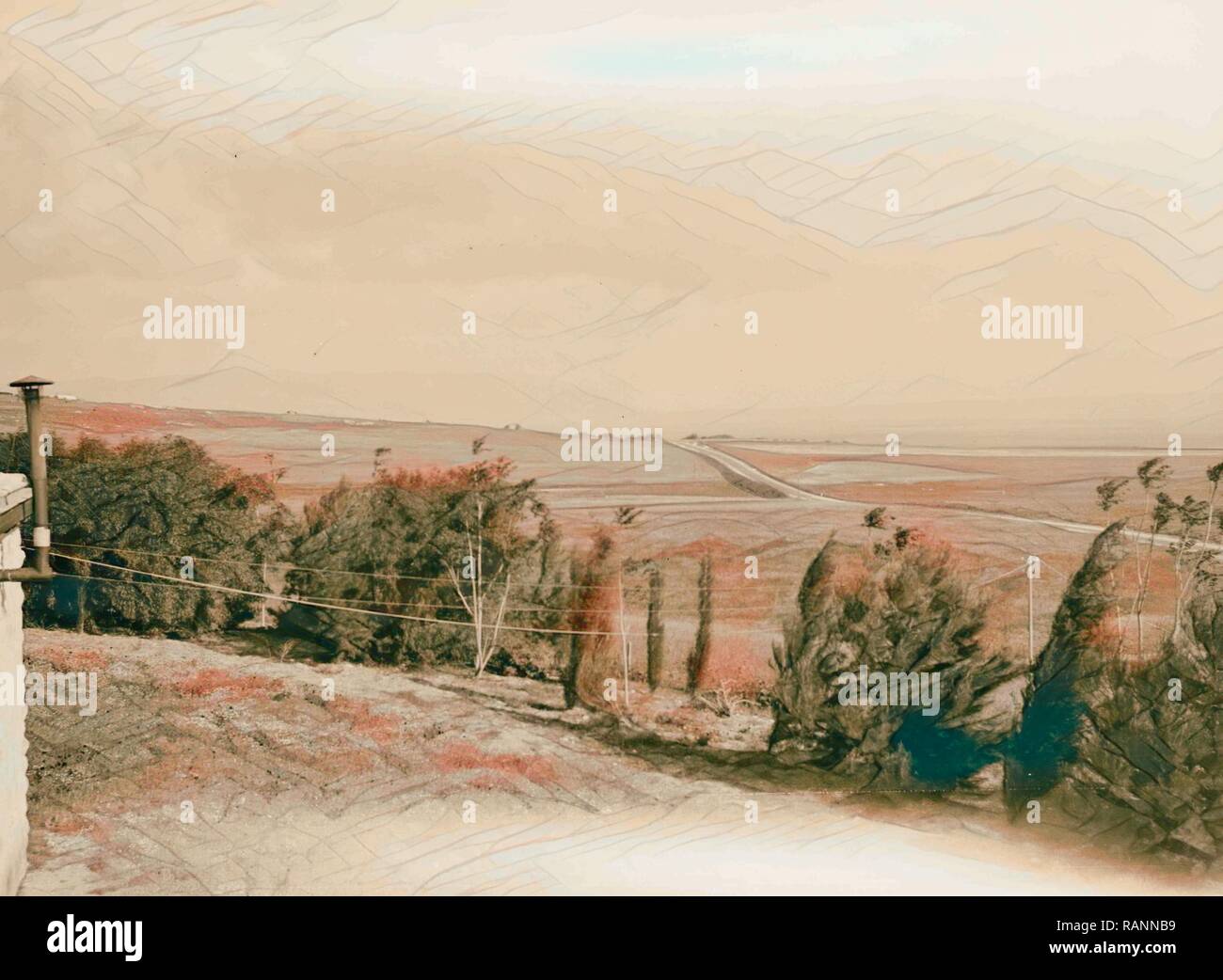 Carmel range from Megiddo. 1934, Israel, Tel Megiddo. Reimagined by ...