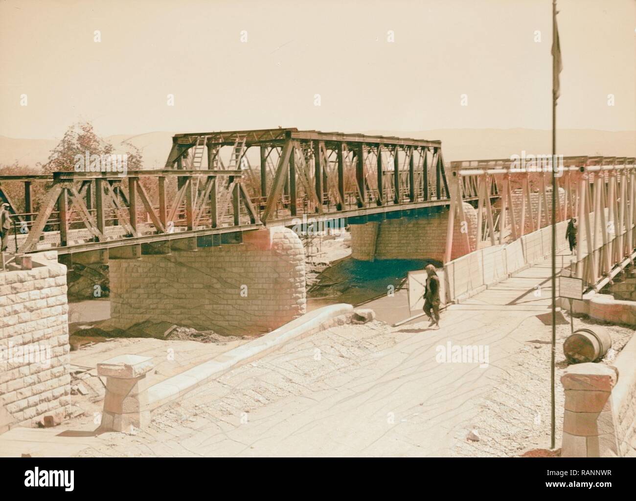 New Allenby Bridge over Jordan, showing old bridge also. 1934, Jordan ...