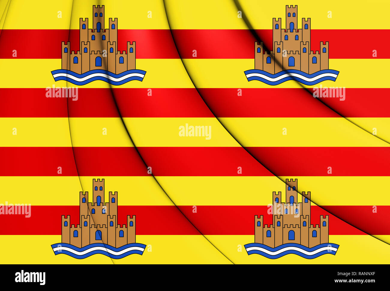 3D Flag of Ibiza, Spain. 3D Illustration Stock Photo - Alamy