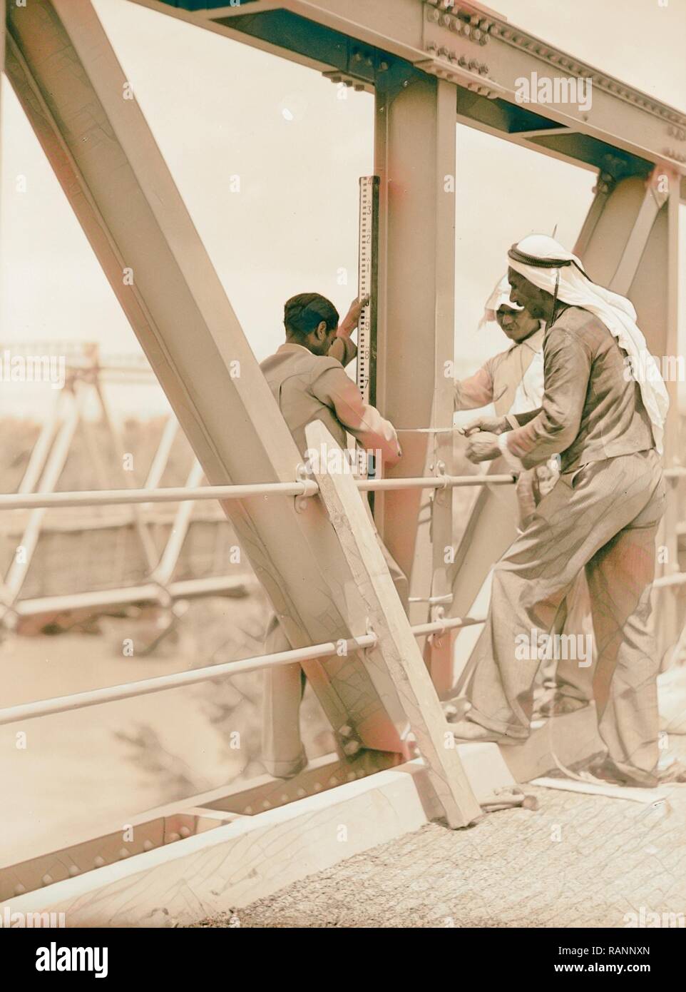 New Allenby Bridge over Jordan, showing old bridge also. 1934, Jordan ...