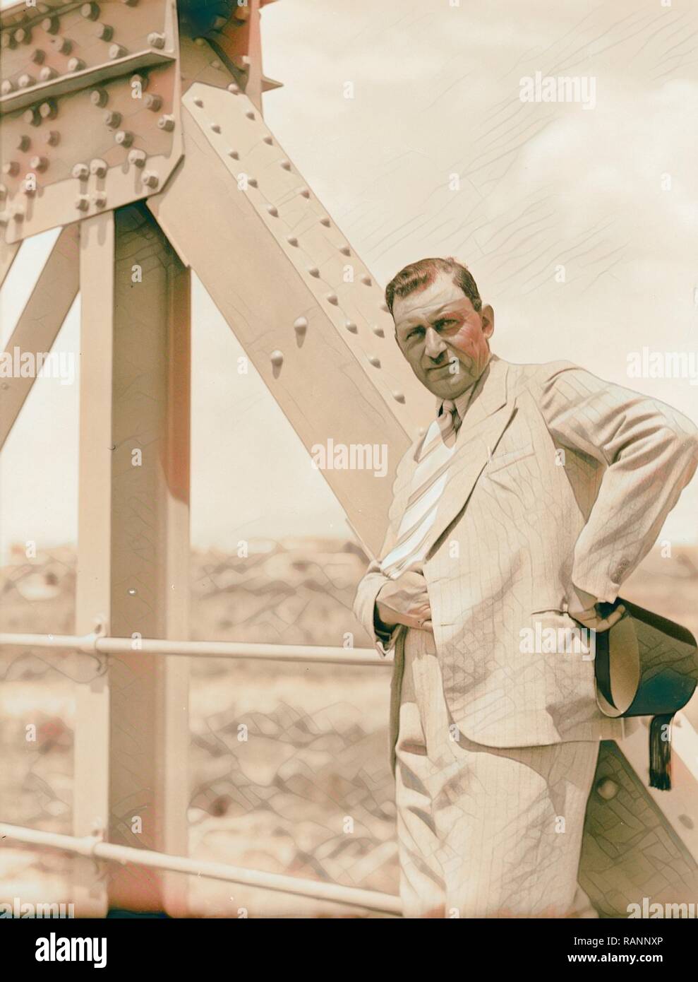 New Allenby Bridge over Jordan, showing old bridge also. 1934, Jordan ...