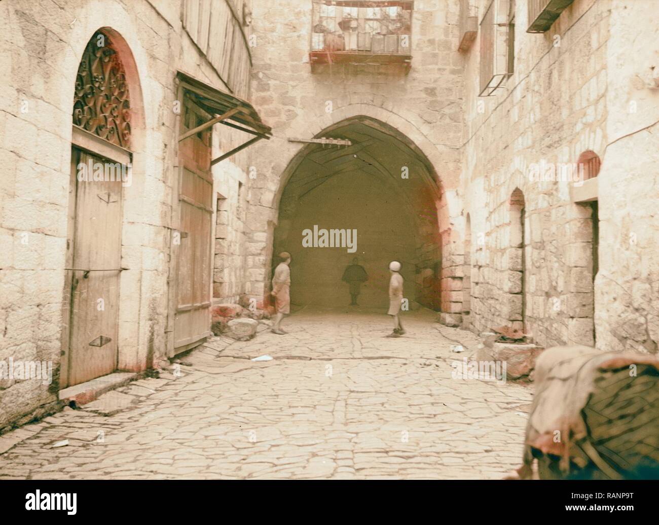 Street between Jewish & Arab Quarters, walled up with concrete 1934 ...