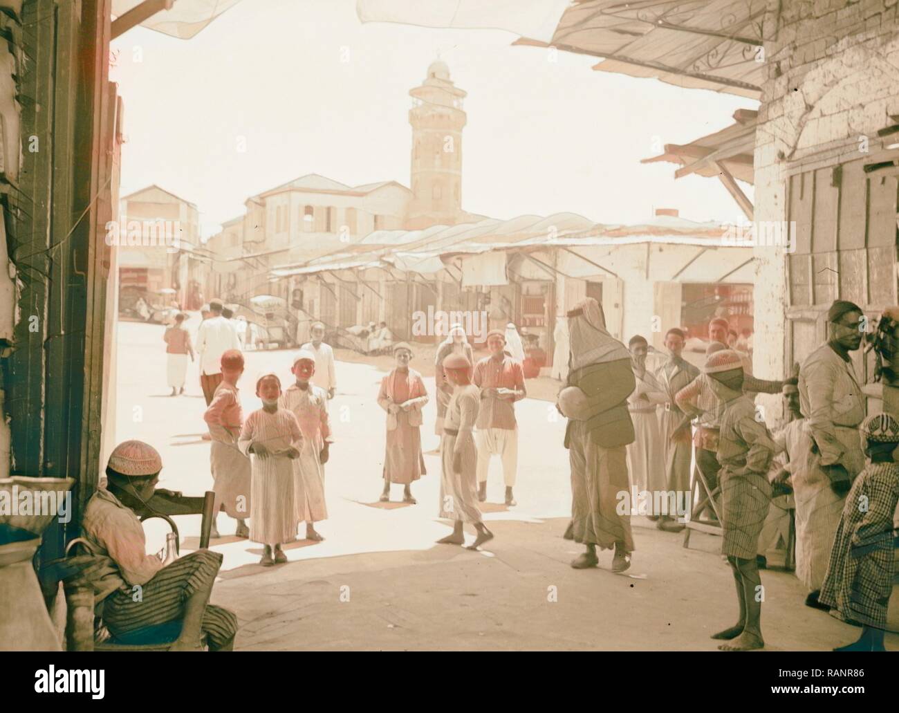 Majdel village & its primitive weaving. Majdel market showing town ...