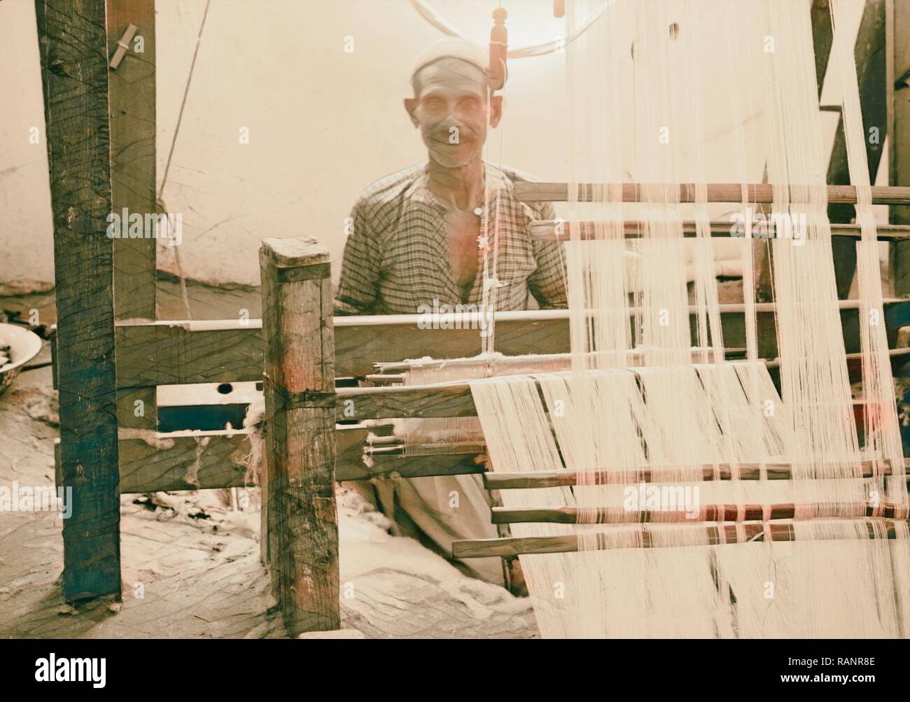 Majdel village & its primitive weaving. A native weaving establishment ...