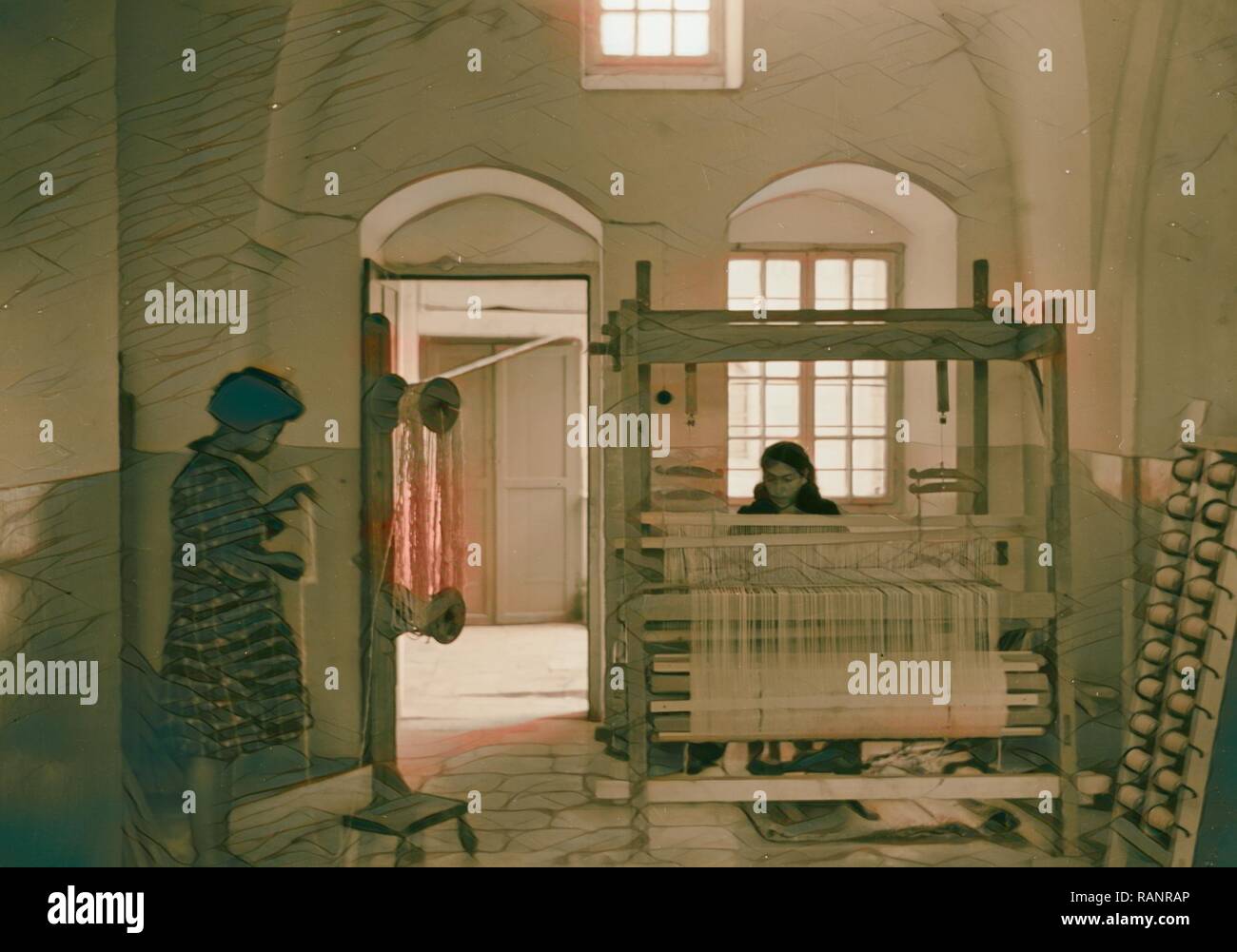 Women's Institute, One of the weaving rooms, 1 loom. 1934, Jerusalem ...