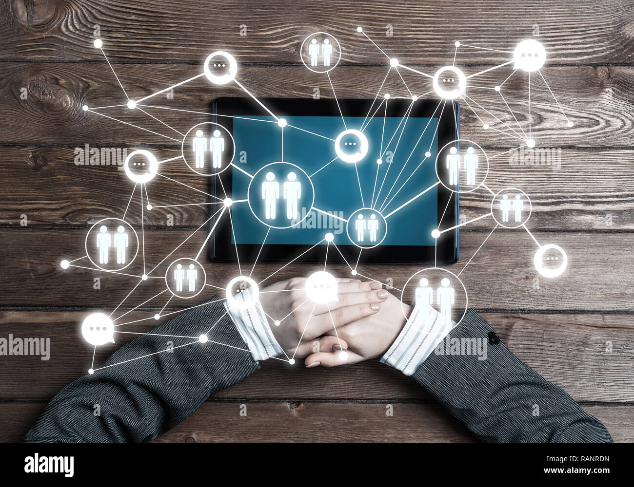 Concept of social communication and networking with social connection ...