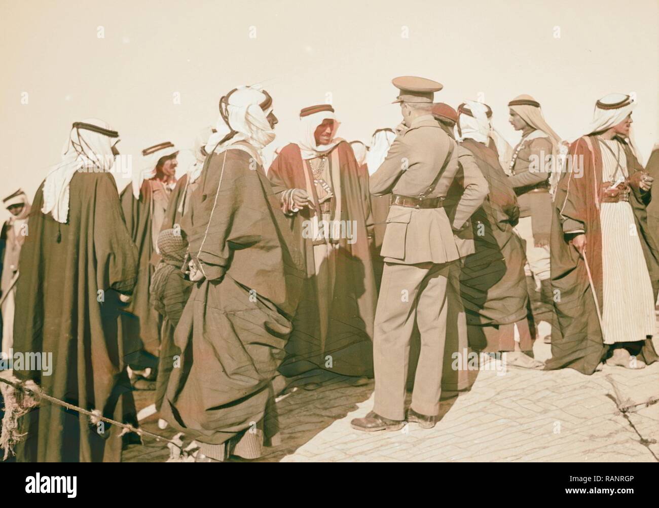 A tribal lunch at cavalry post at Tel-el-Meleiha, 20 miles North of ...