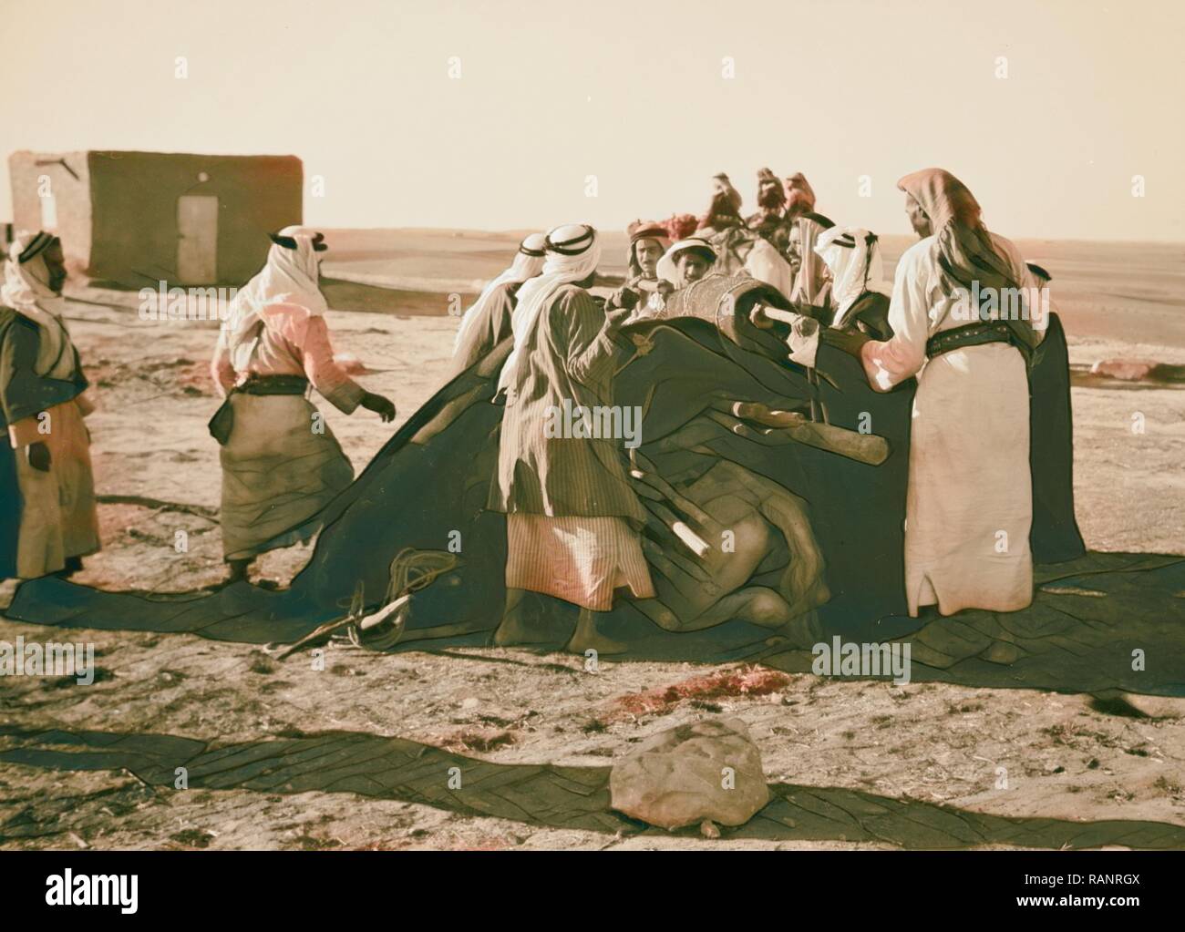 A tribal lunch at cavalry post at Tel-el-Meleiha, 20 miles North of ...