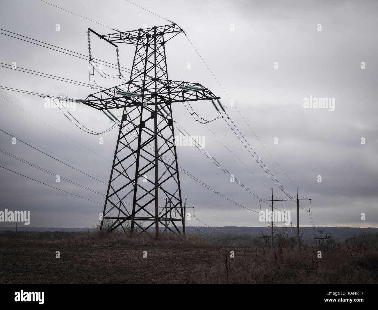 Communication tower power lines hi-res stock photography and images - Alamy