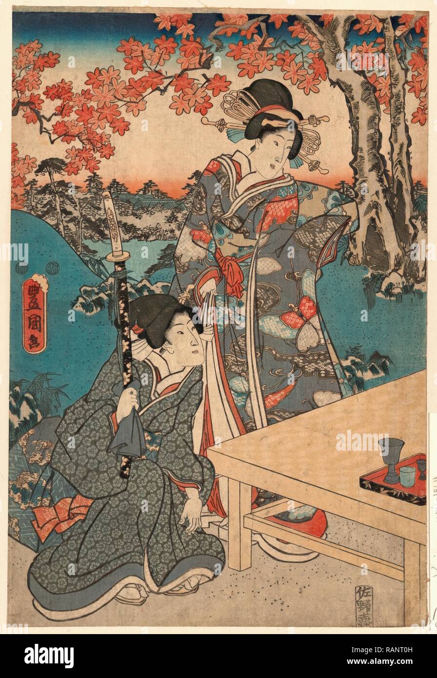 Momijigari No Himegimi, Court Ladies Gathering Maple Leaves. [Between ...