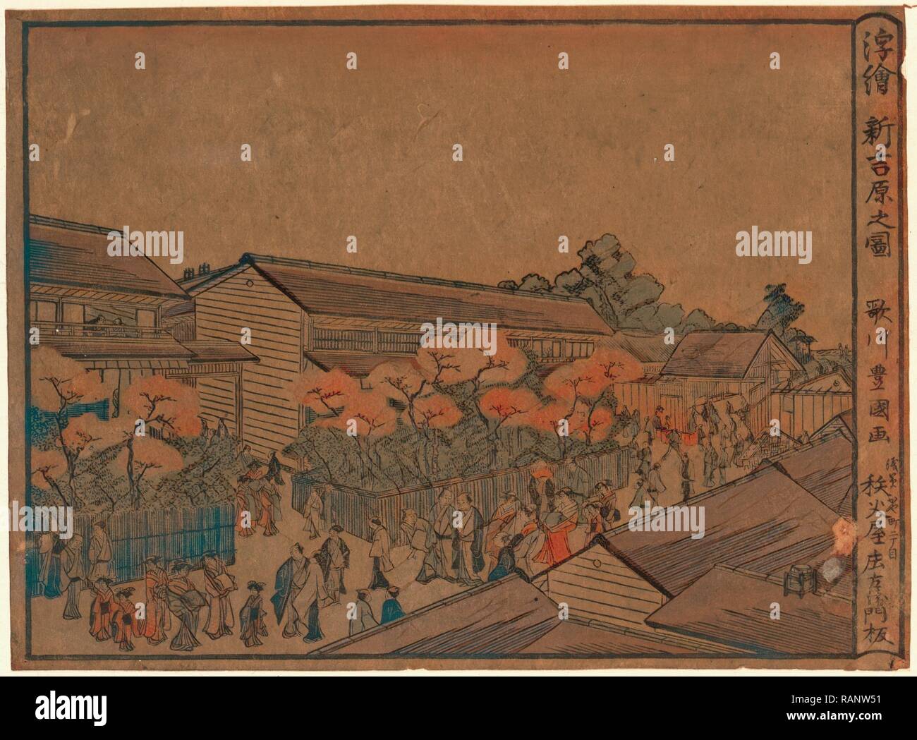 Ukie Shin Yoshiwara No Zu, Perspective Print of the New Yoshiwara ...