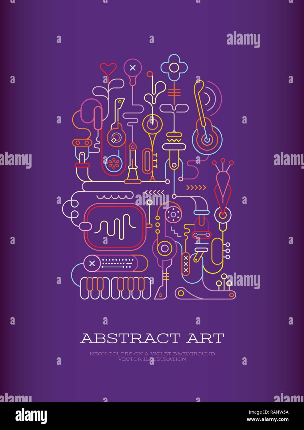 Neon colors on a dark violet background Abstract Art vector design ...