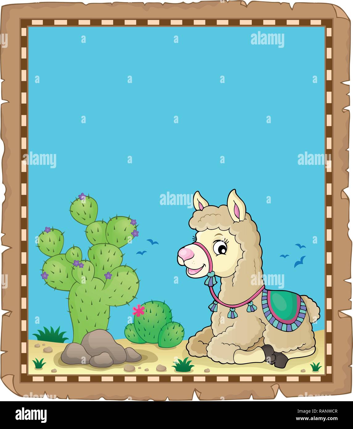 Llama theme parchment 2 - eps10 vector illustration Stock Vector Image ...