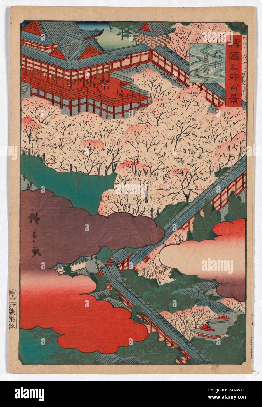 Yamato Hasedera, Hasedera in Yamato Province. 1859., 1 Print: Woodcut ...