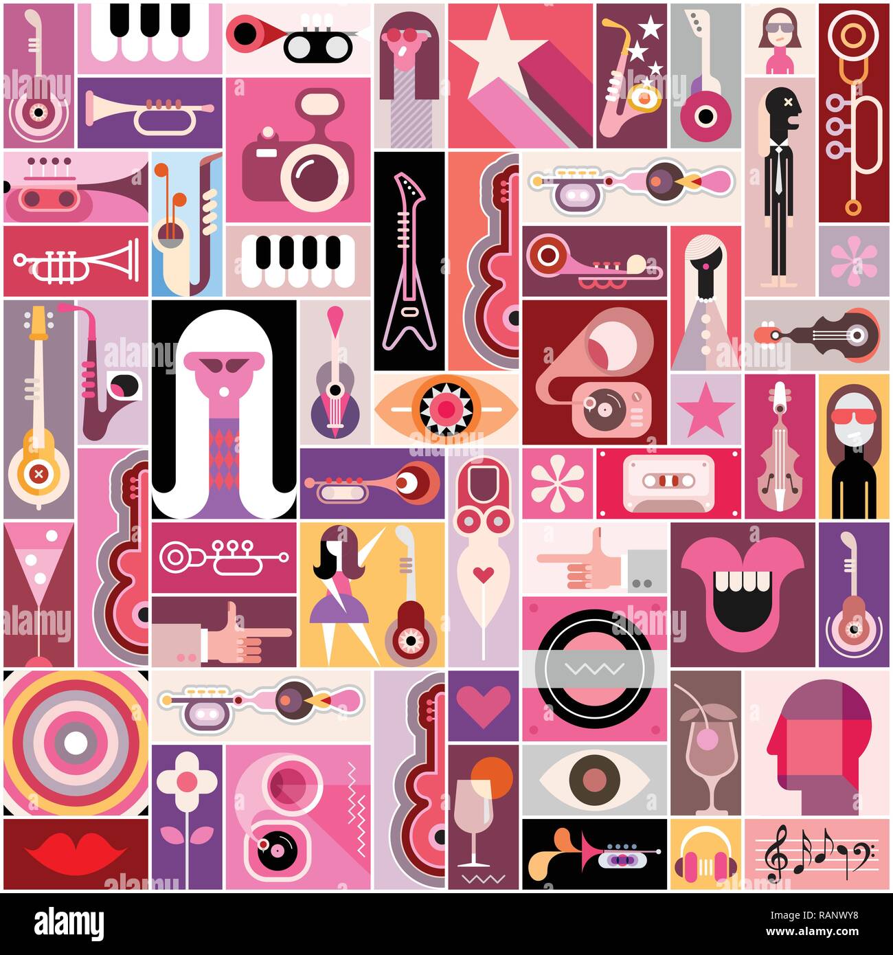 Music notes illustration vector banner hi-res stock photography and ...