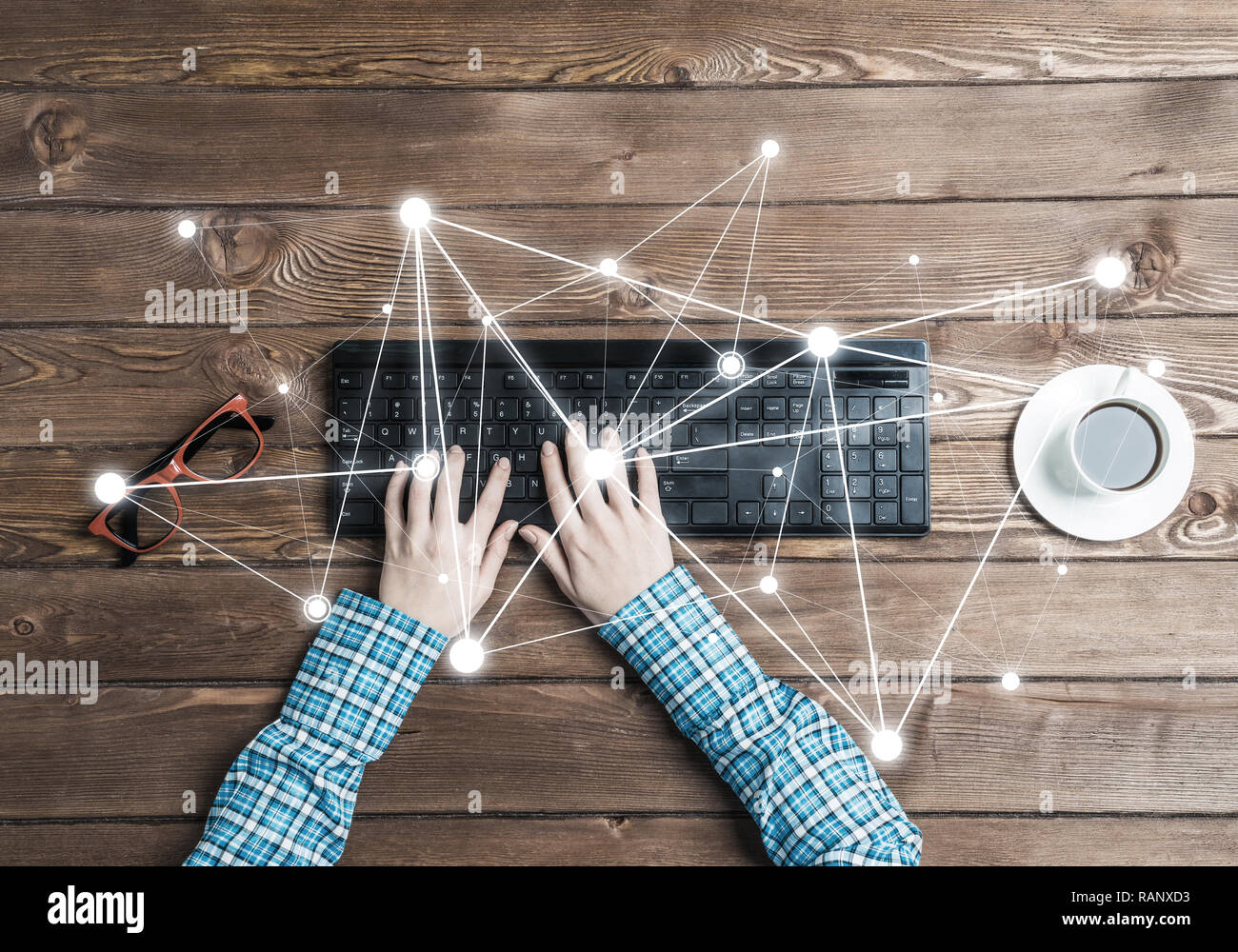 Concept of social communication and networking with social connection ...