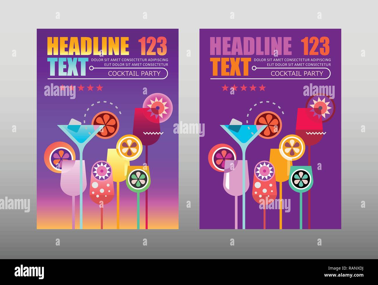 Two Cocktail Party vector poster options. Magazine template, size A4 ...