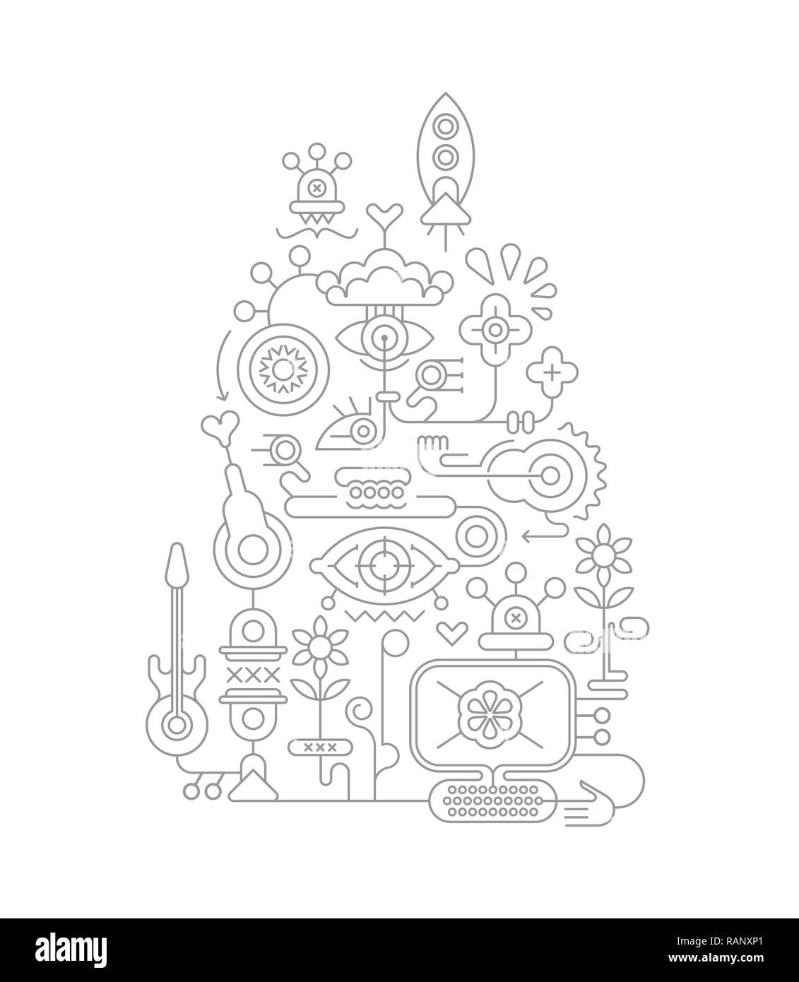 Abstract Line Art design vector illustration isolated on a white ...