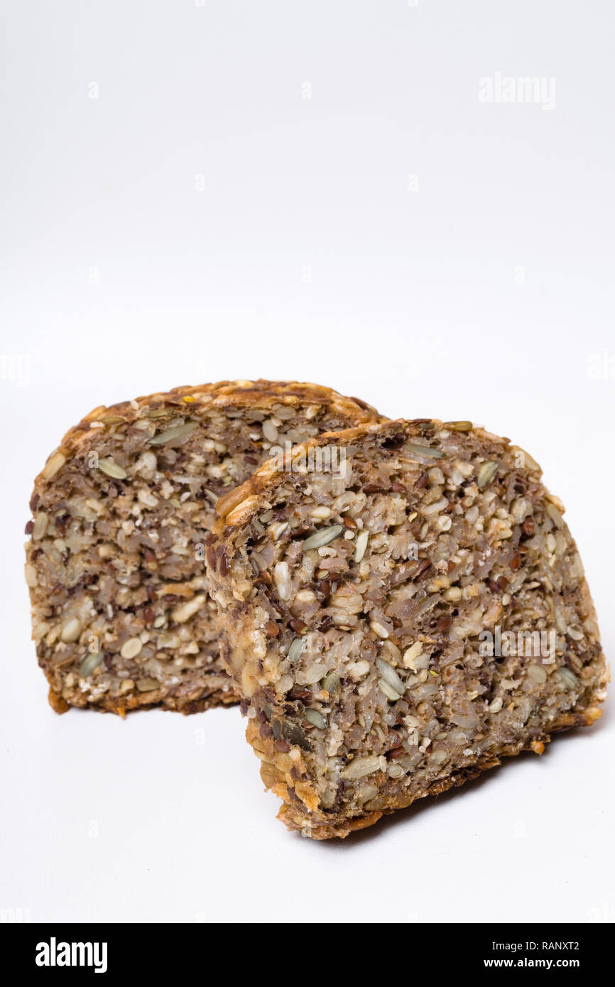 Whole Grain rye bread with seeds isolated on white Stock Photo - Alamy