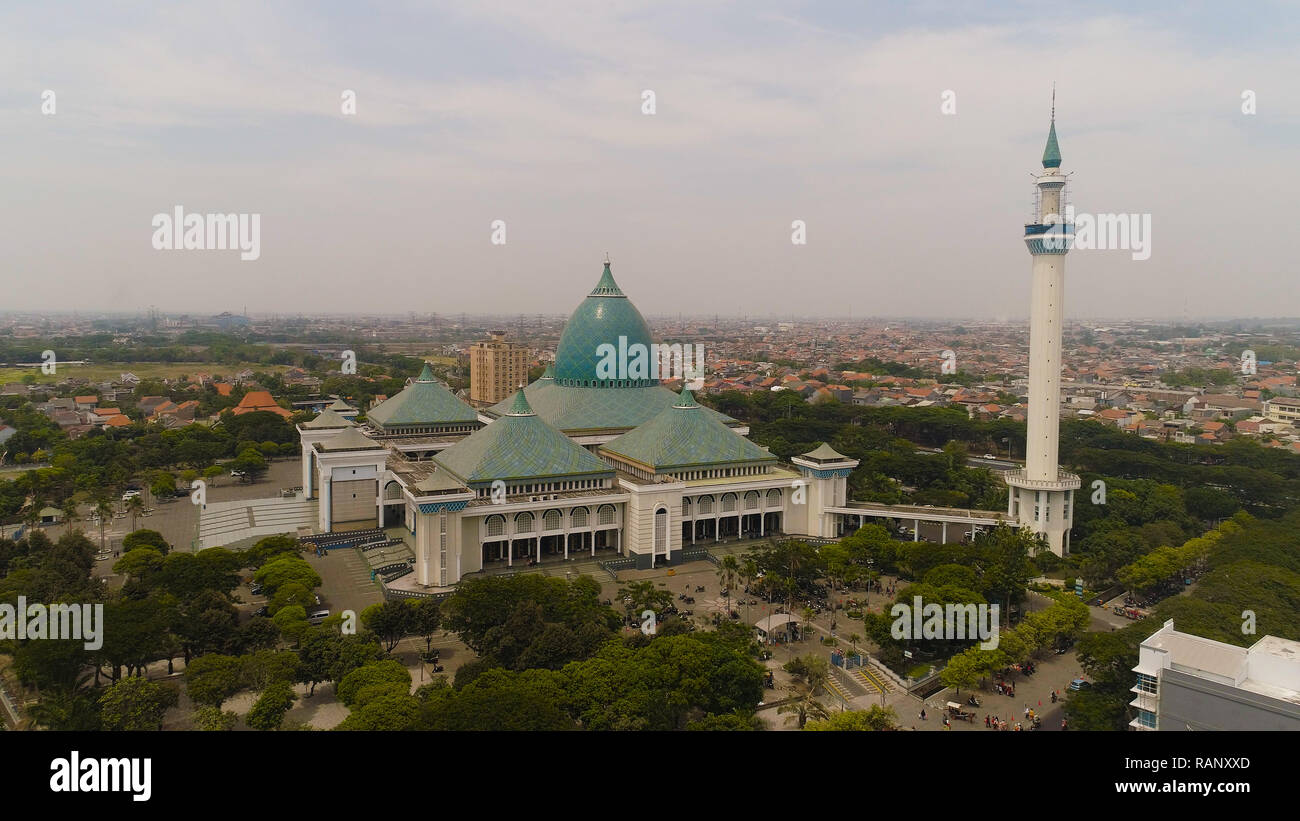 aerial view mosque in Indonesia Al Akbar in Surabaya, Indonesia ...
