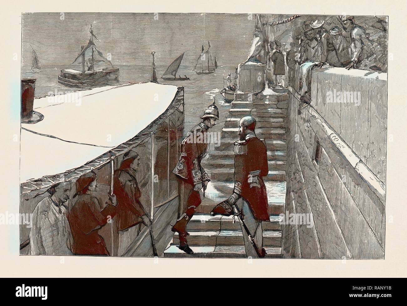 LANDING AT THE APOLLO BUNDER, BOMBAY-PRINCE ALBERT VICTOR SETTING FOOT ...