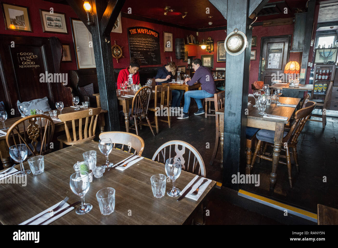 Interior view of the Mayflower pub, Rotherhithe, London Stock Photo - Alamy