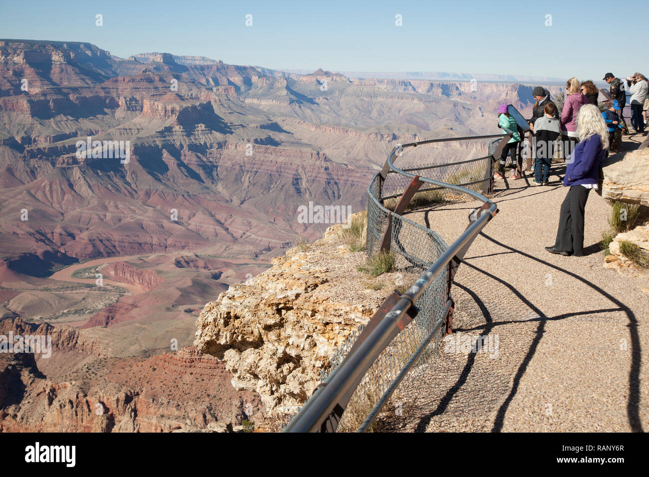 tourists overlooking Grand Canyon from Lipan Point lookout Stock Photo ...