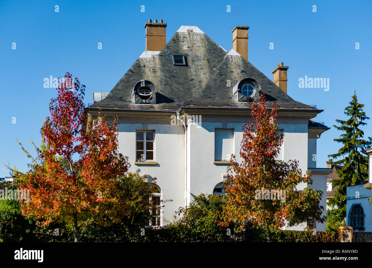Autumn in the Strasbourg city, sunlight and colors, street view, France ...