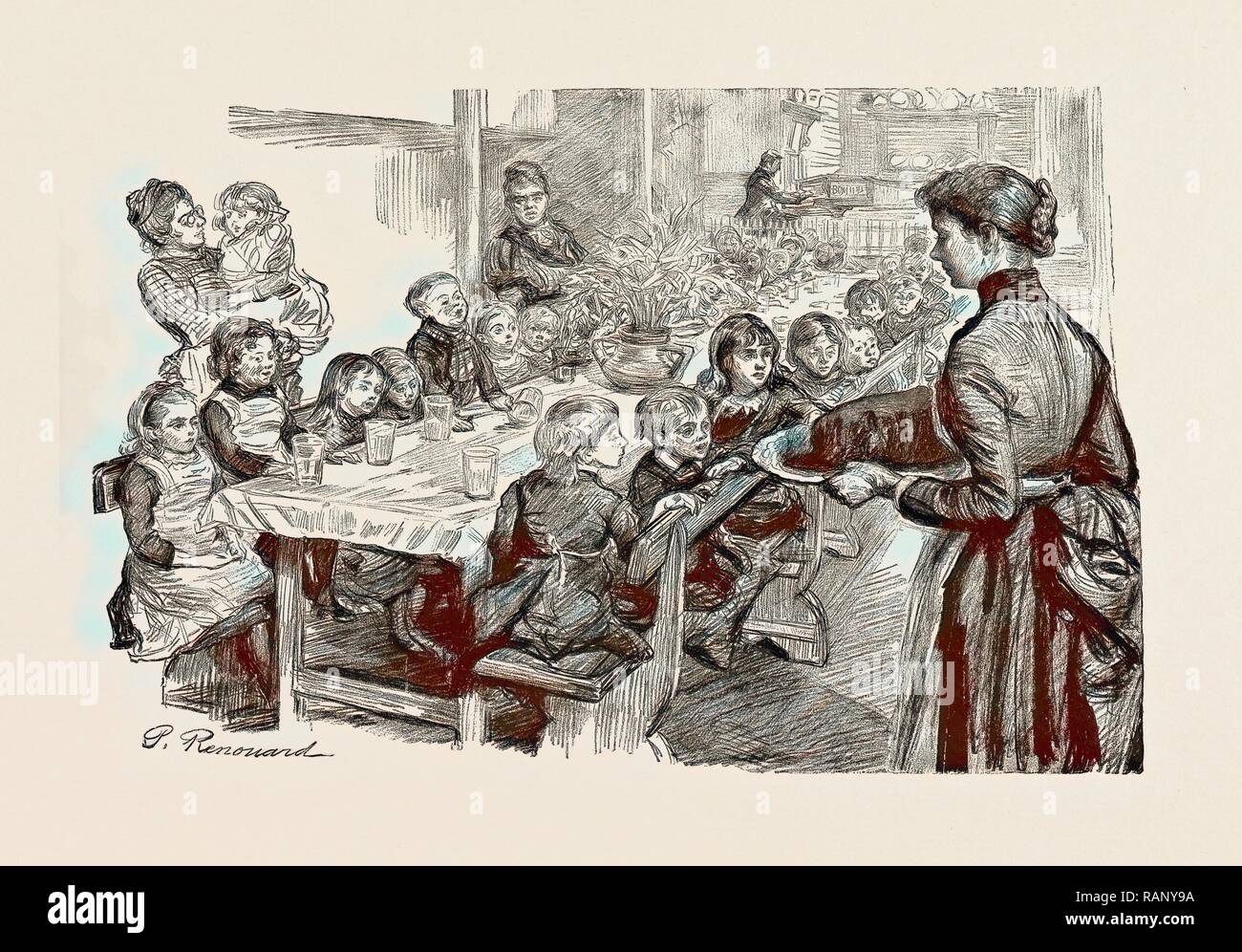 Free dinners to poor children, the dinner table at St. Philip's ...