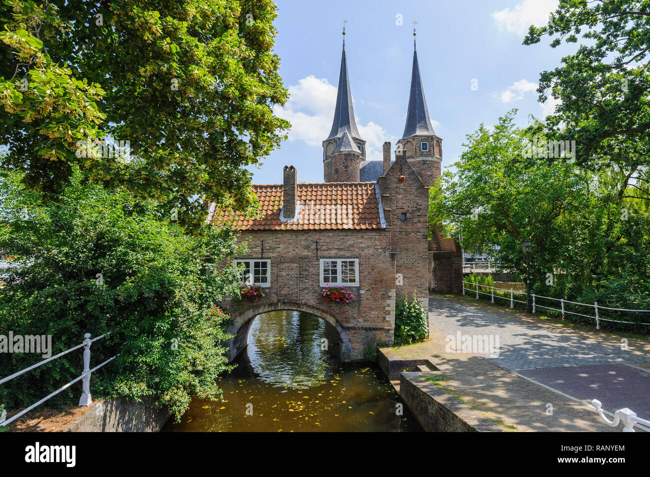 Eastern Gate (Oostpoort), old city gate of Delft, Netherlands Stock ...