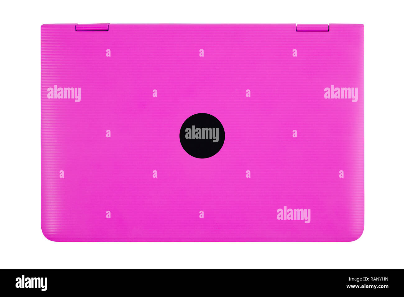 Closed pink laptop on white background Stock Photo - Alamy