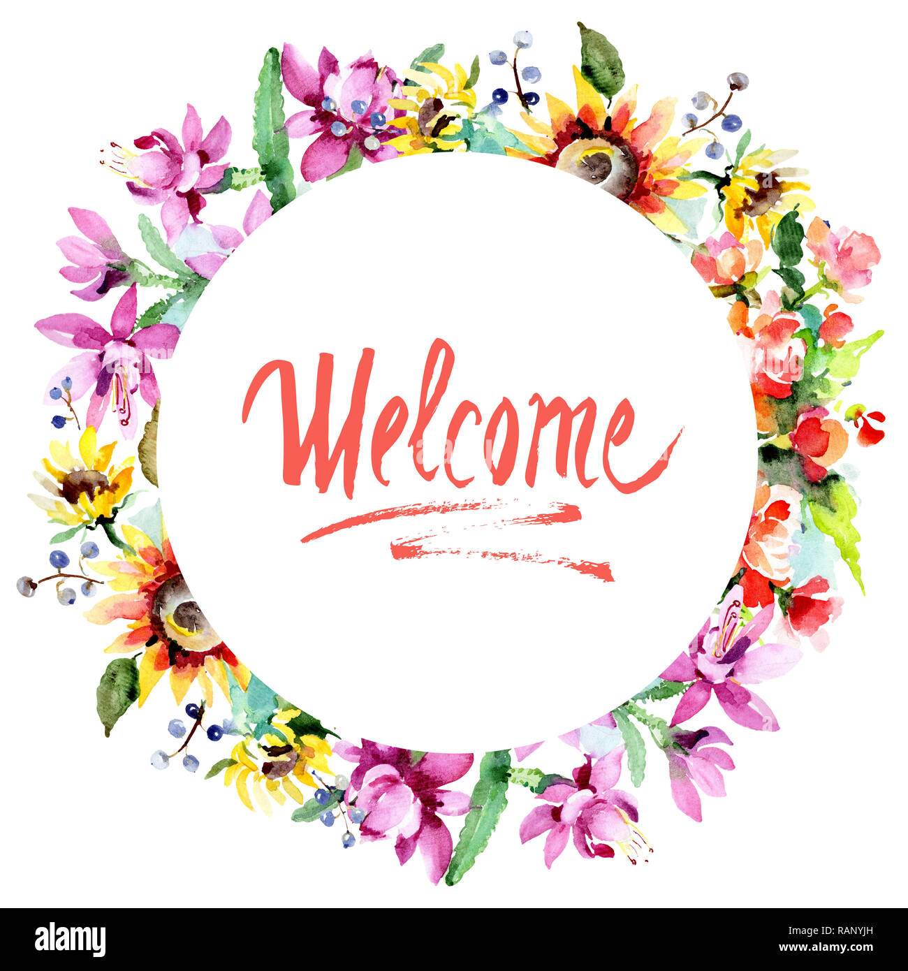 Bouquet watercolor background illustration set. Watercolour drawing ...