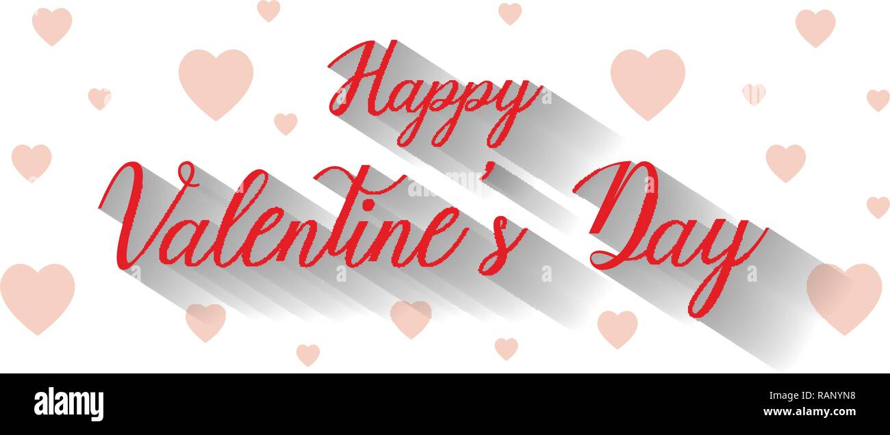 Happy valentines day writing and hearts on white background, vector ...